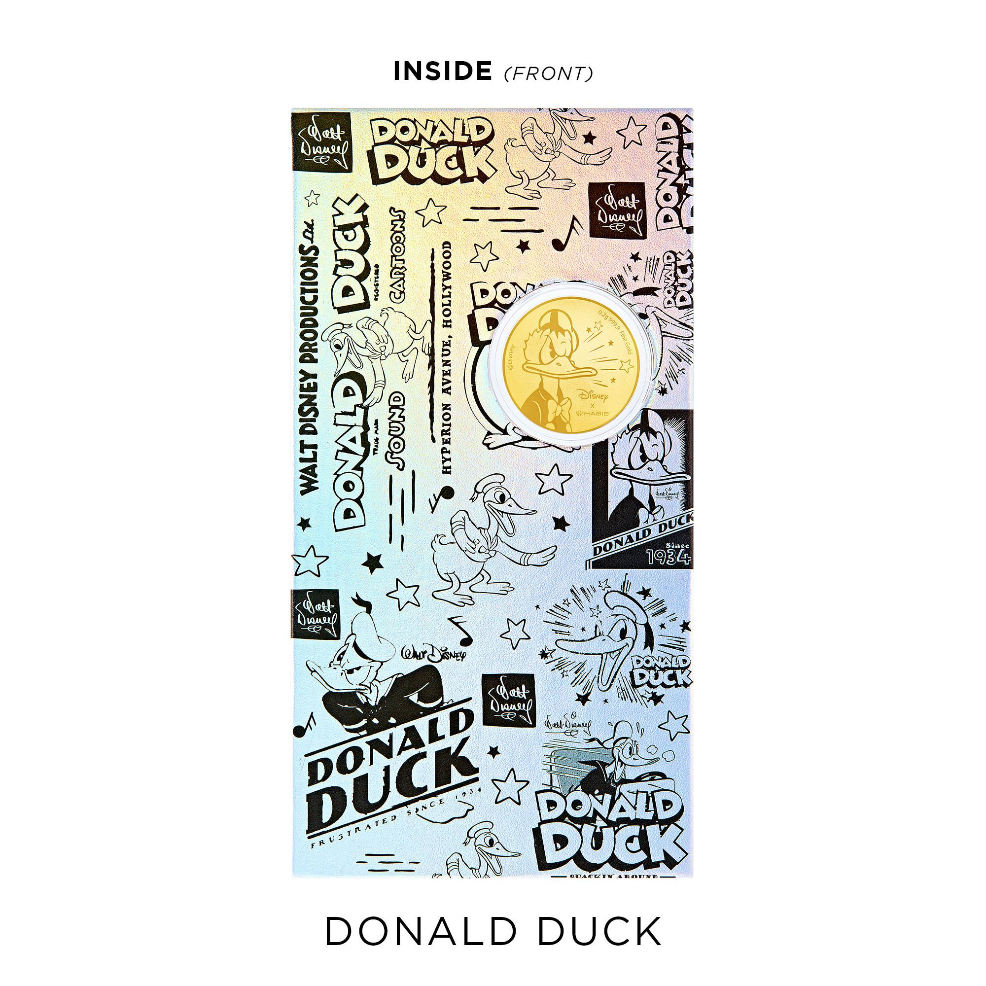 Disney x HABIB Disney100 Donald Duck Gold Wafer Coin, 999.9 Gold (0.20G)