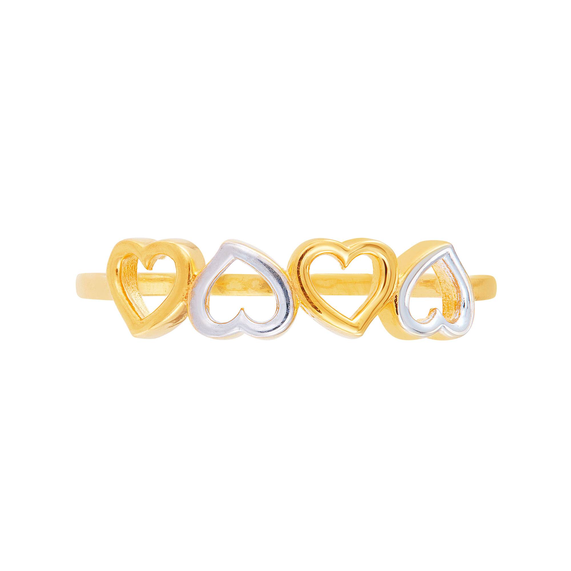 Oro Italia 916 Yellow and White Gold Ring (Heart) GR50000523(YW)-BI ...
