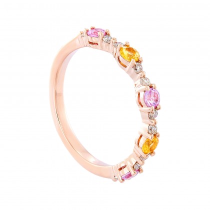 CHIC | Pink Sapphire and Yellow Sapphire Diamond Ring in 375/9K Rose ...