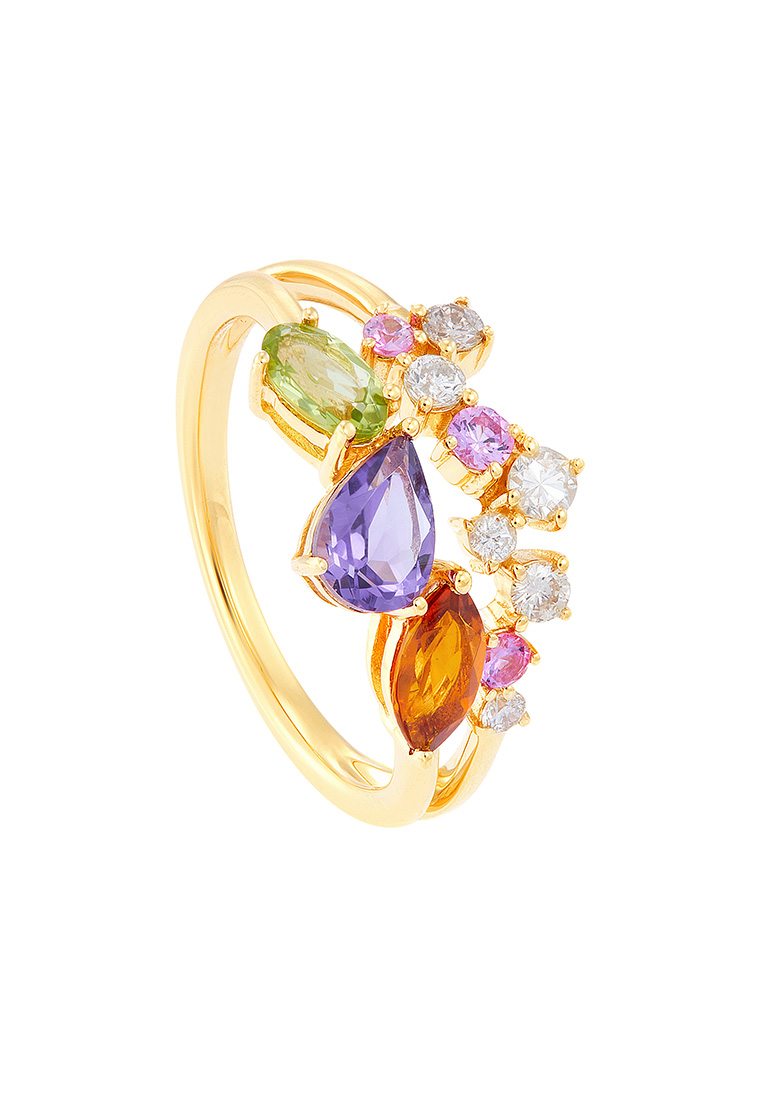 CHIC | Multi-Coloured Gemstone Ring in 375/9K Yellow Gold 263050722(YG)