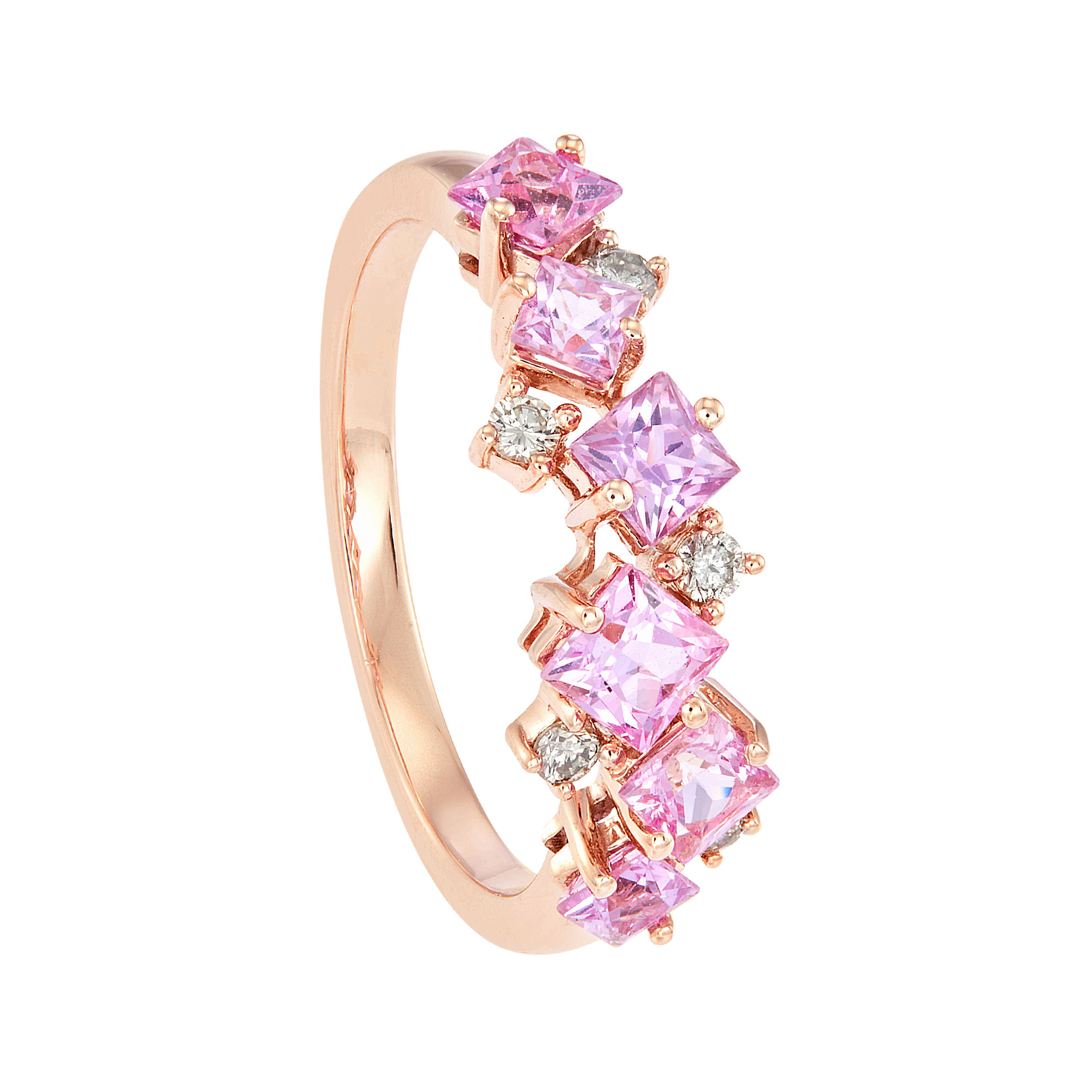 HABIB Chic Collection Princess Cut Pink Sapphire and Round Diamond Ring ...