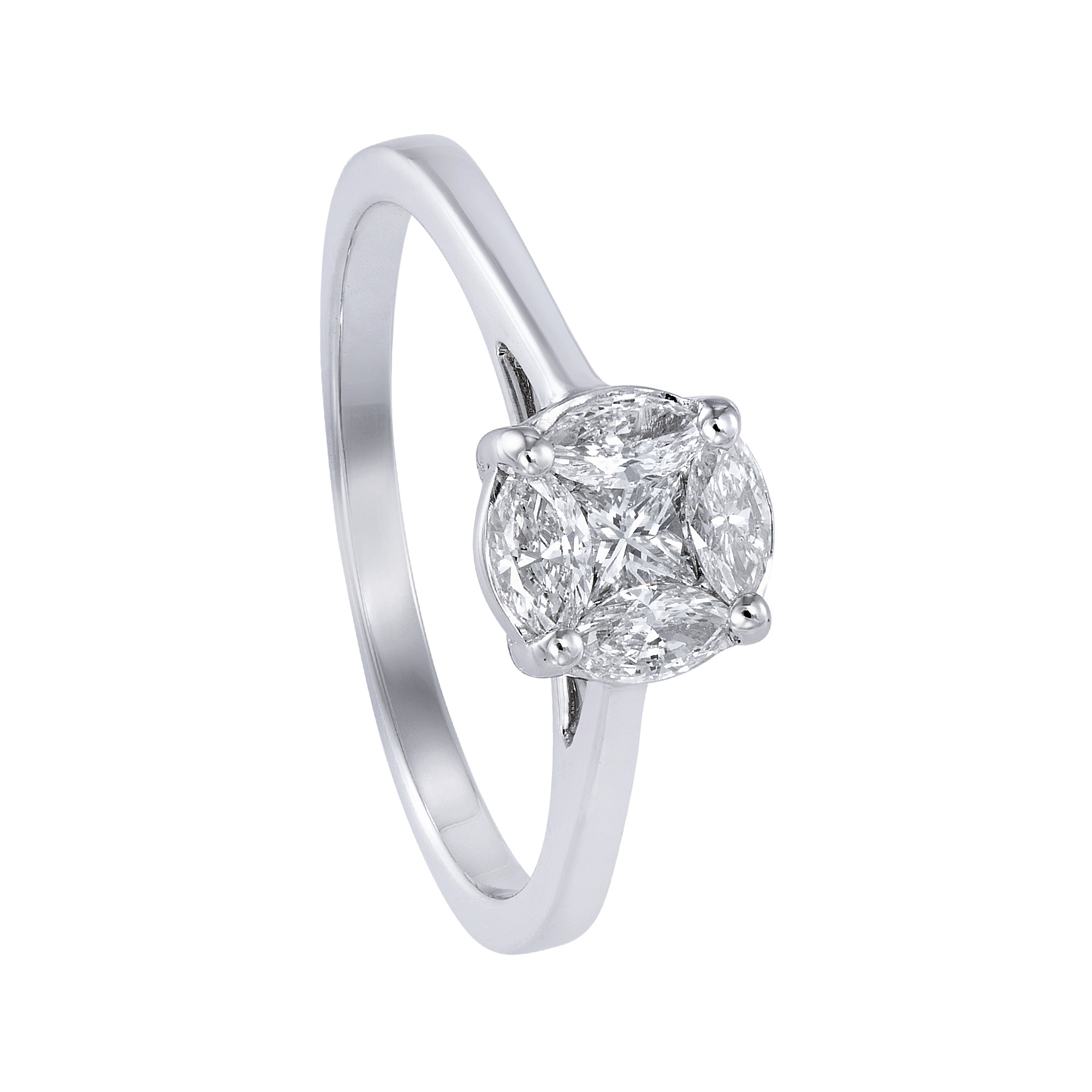 Empress | Marquise and Princess Cut Diamond Ring in 750/18K White Gold ...