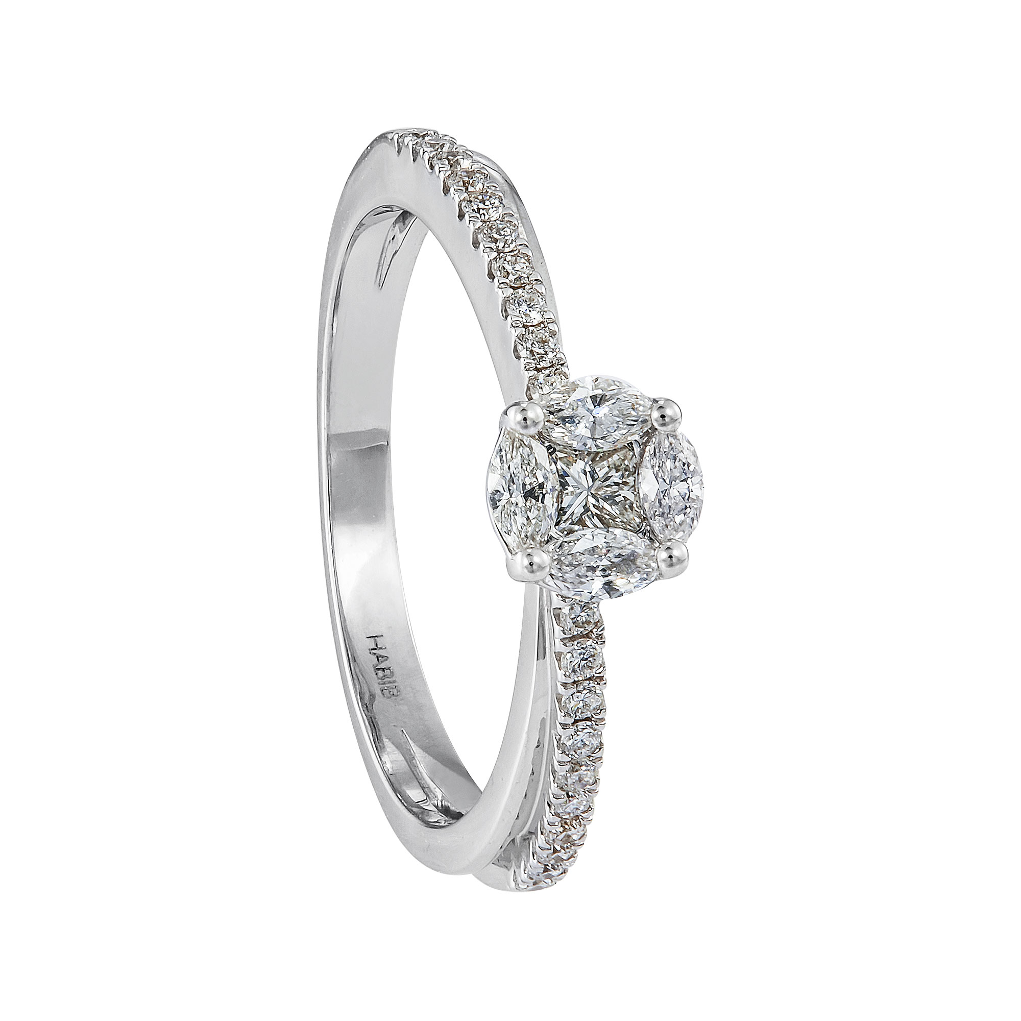 EMPRESS | Marquise and Princess Cut and Diamond Ring in 750/18K White ...