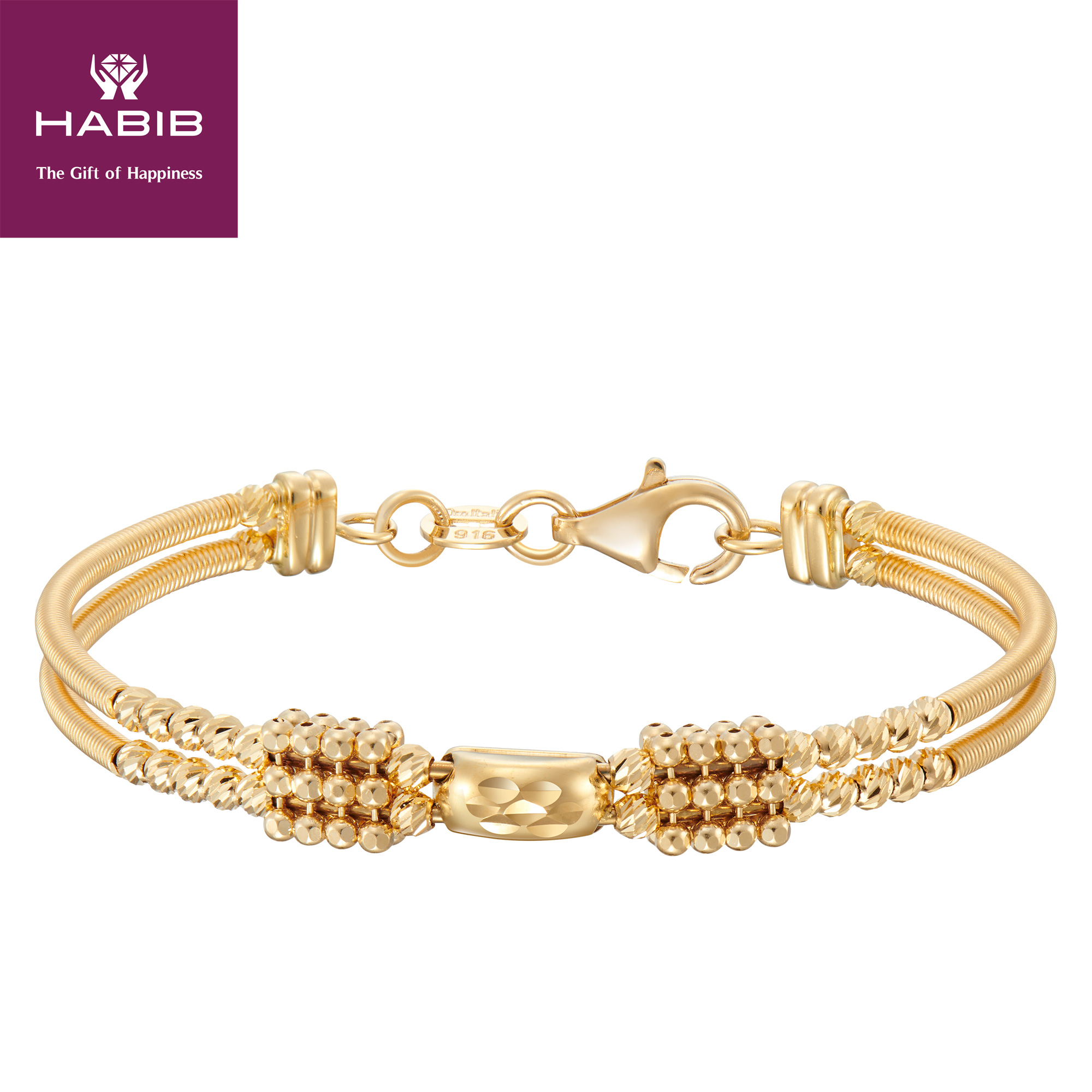 HABIB Oro Italia Fabia Baby Gold Bangle, 916 Gold (8.66G)